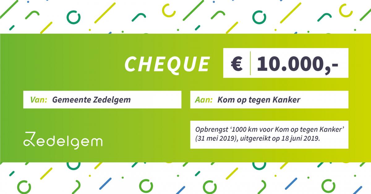 10.000 euro voor het goede doel Kom op tegen Kanker | Zedelgem